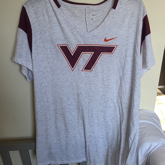 Nike | Tops | Nike Virginia Tech Hokies Heather Gray Womens Tee Size Xl ...